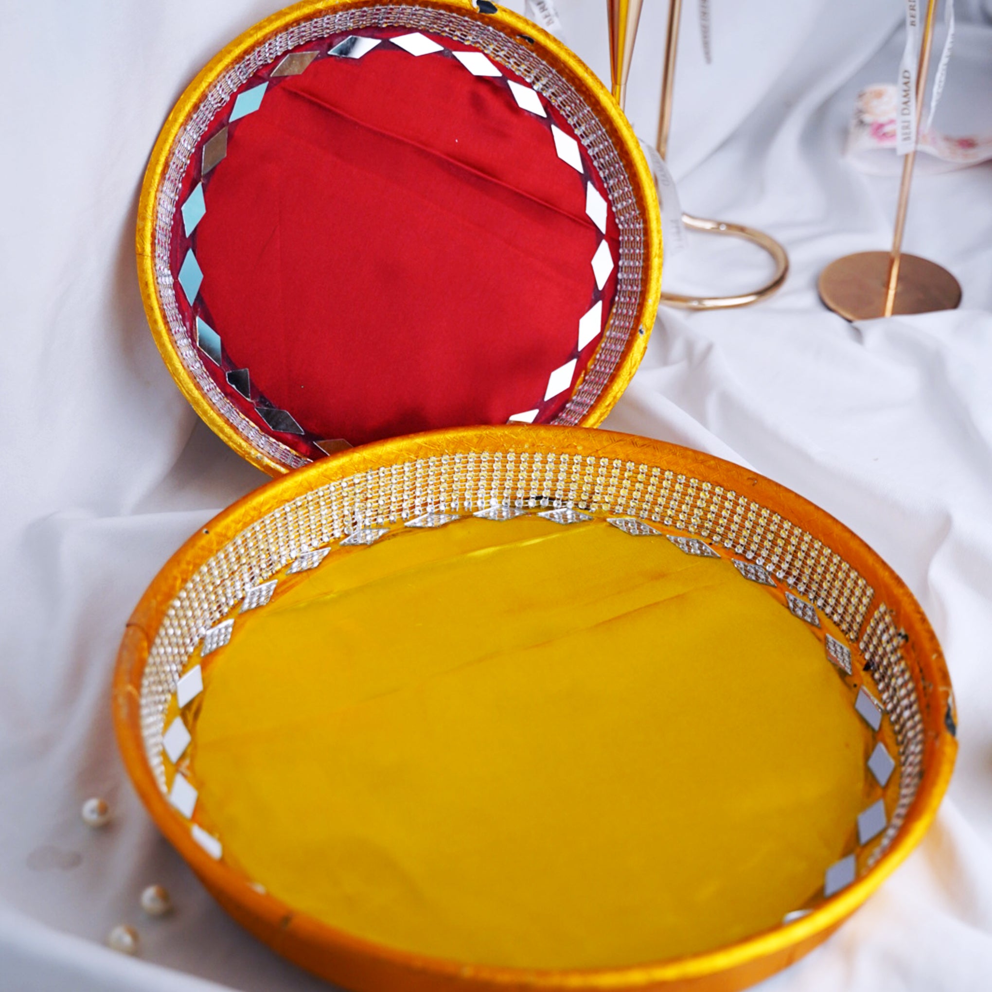 Traditional Mehndi Ceremony Plate with Mirror Work – beridamad